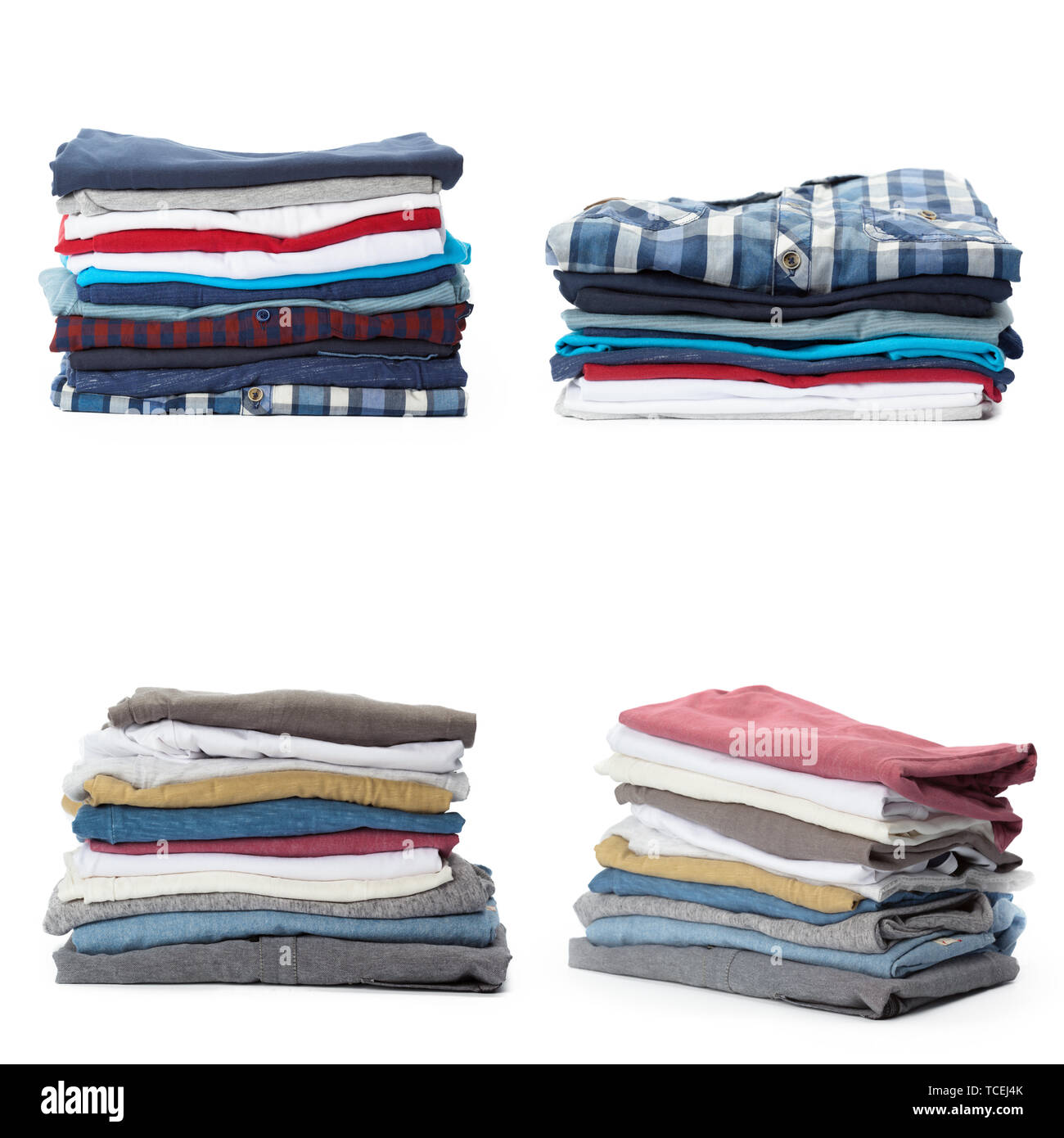 stack of clothing isolated on white Stock Photo - Alamy