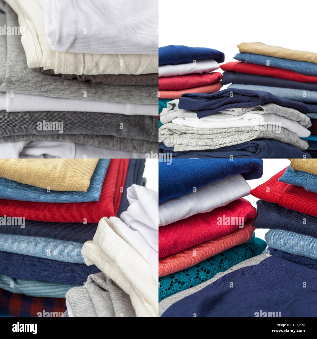 stack of clothing isolated on white Stock Photo - Alamy