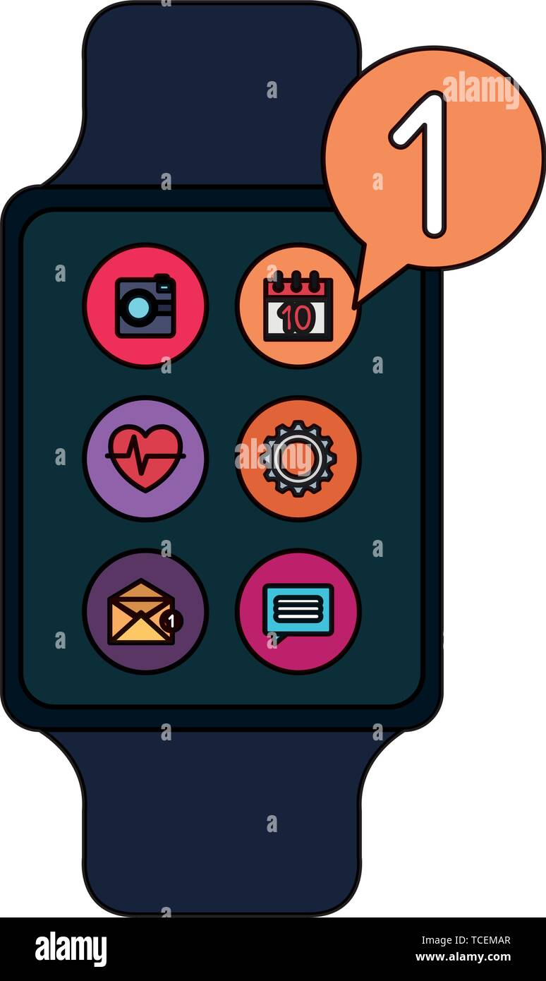 smartwatch with menu applications and speech bubble Stock Vector Image ...