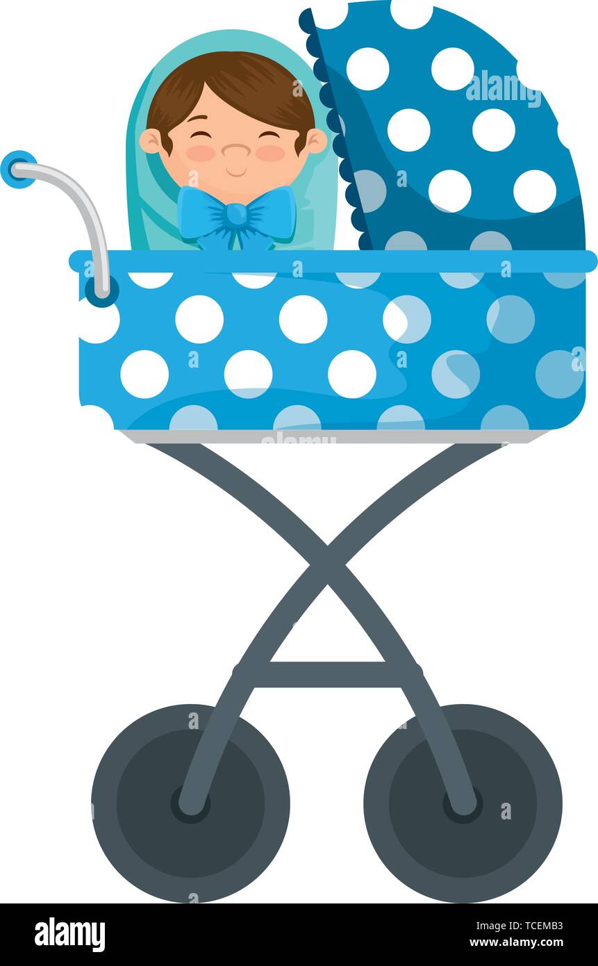 cart with cute little boy baby Stock Vector Image & Art - Alamy