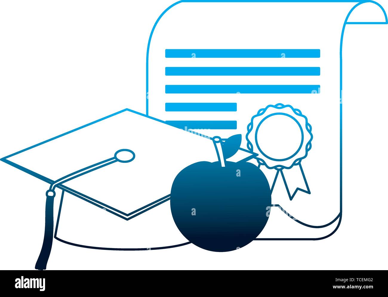 graduation hat school diploma and apple Stock Vector Image & Art - Alamy