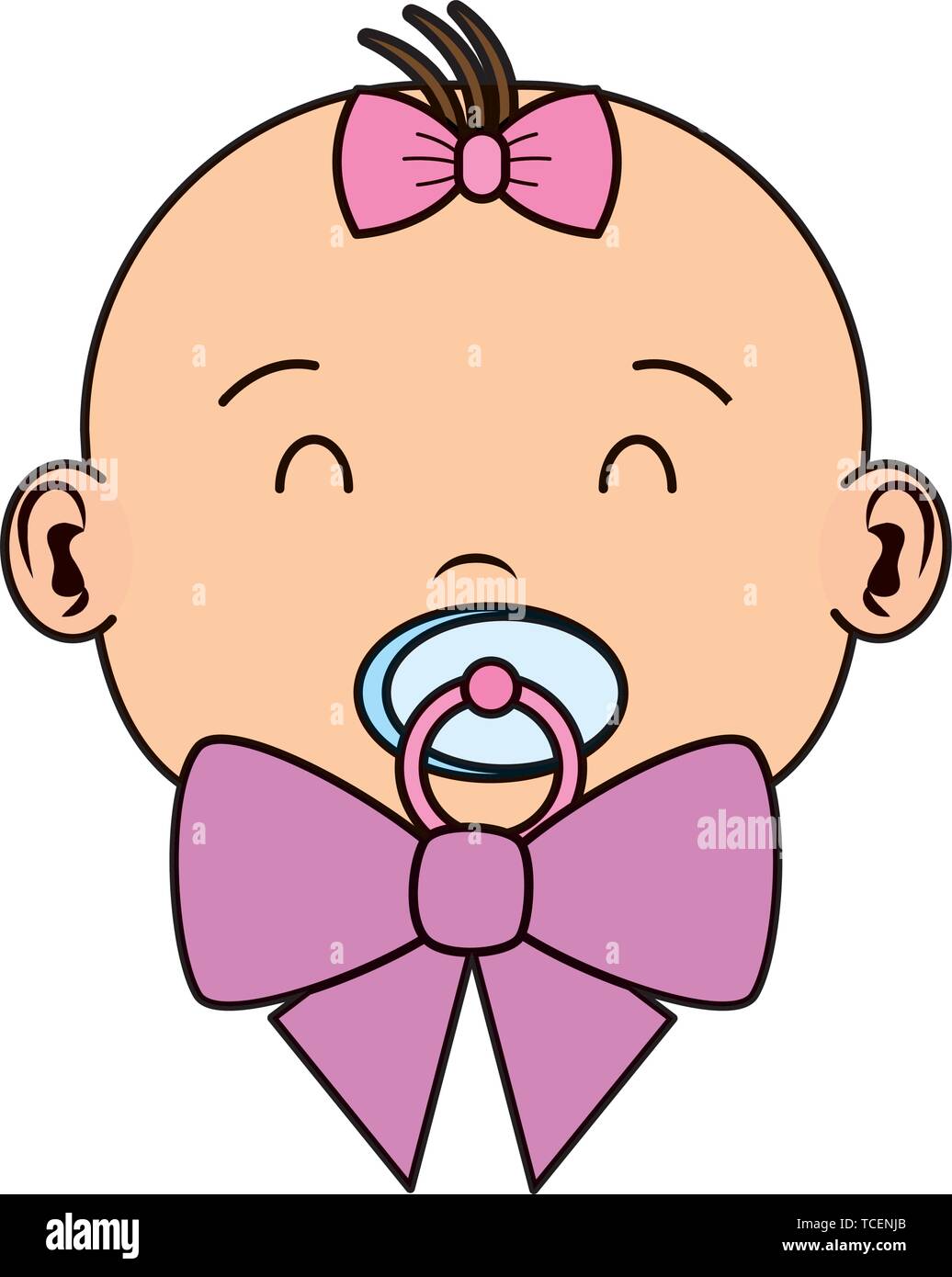 cute little baby girl with pacifier character Stock Vector Image & Art ...