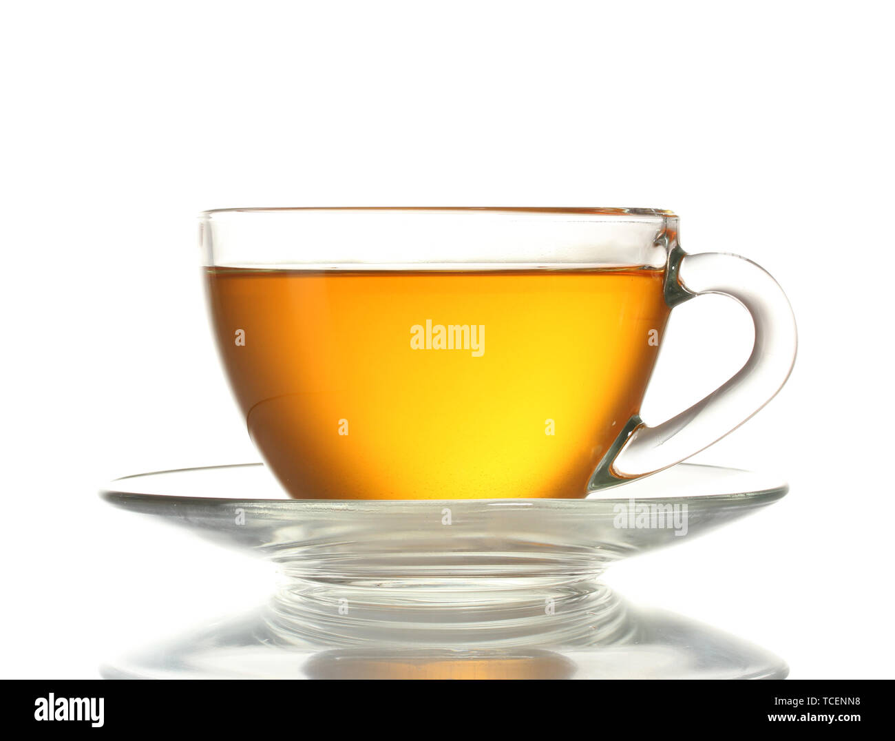 Beautiful transparent cup of tea isolated on white Stock Photo - Alamy