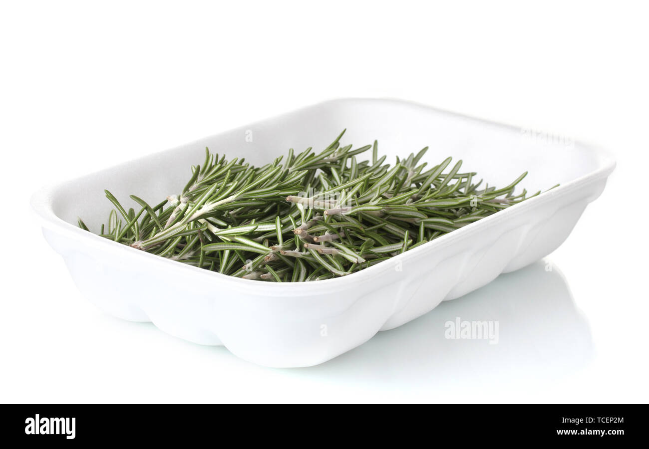fresh green rosemary in the package isolated on white Stock Photo - Alamy