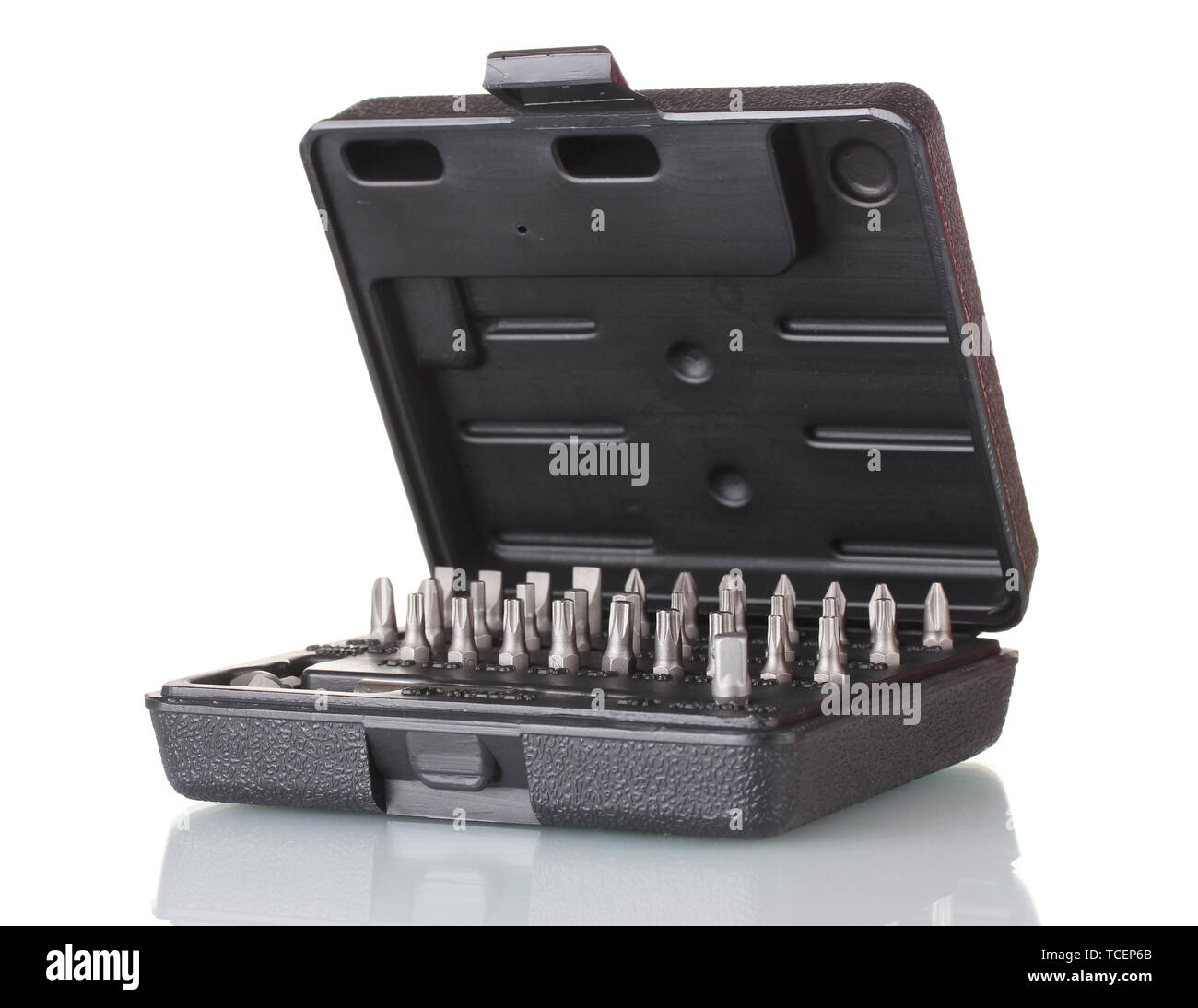 black plastic tool box isolated on white Stock Photo - Alamy