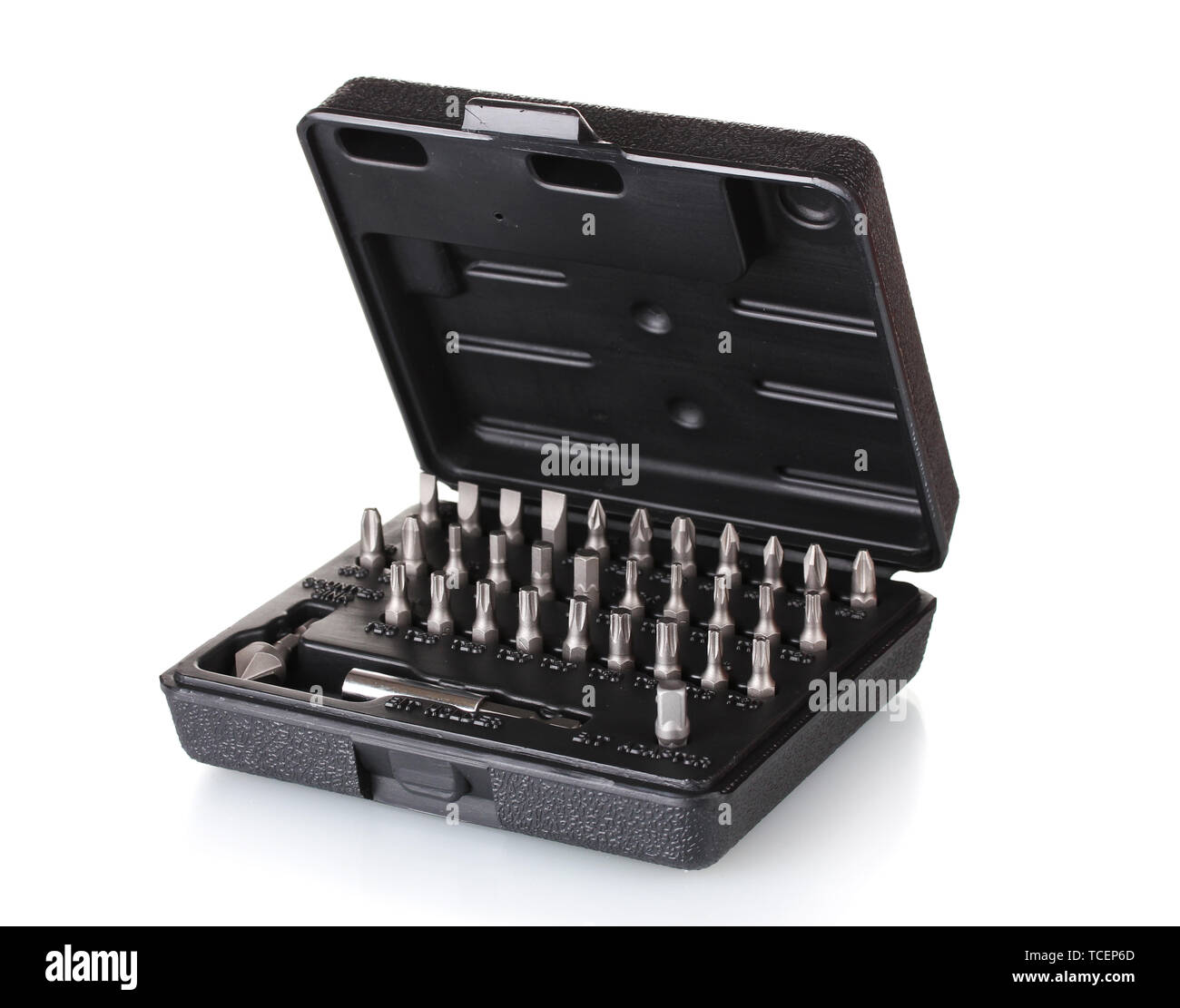 black plastic tool box isolated on white Stock Photo - Alamy