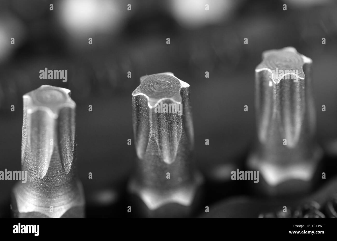Construction bits on black closeup Stock Photo - Alamy