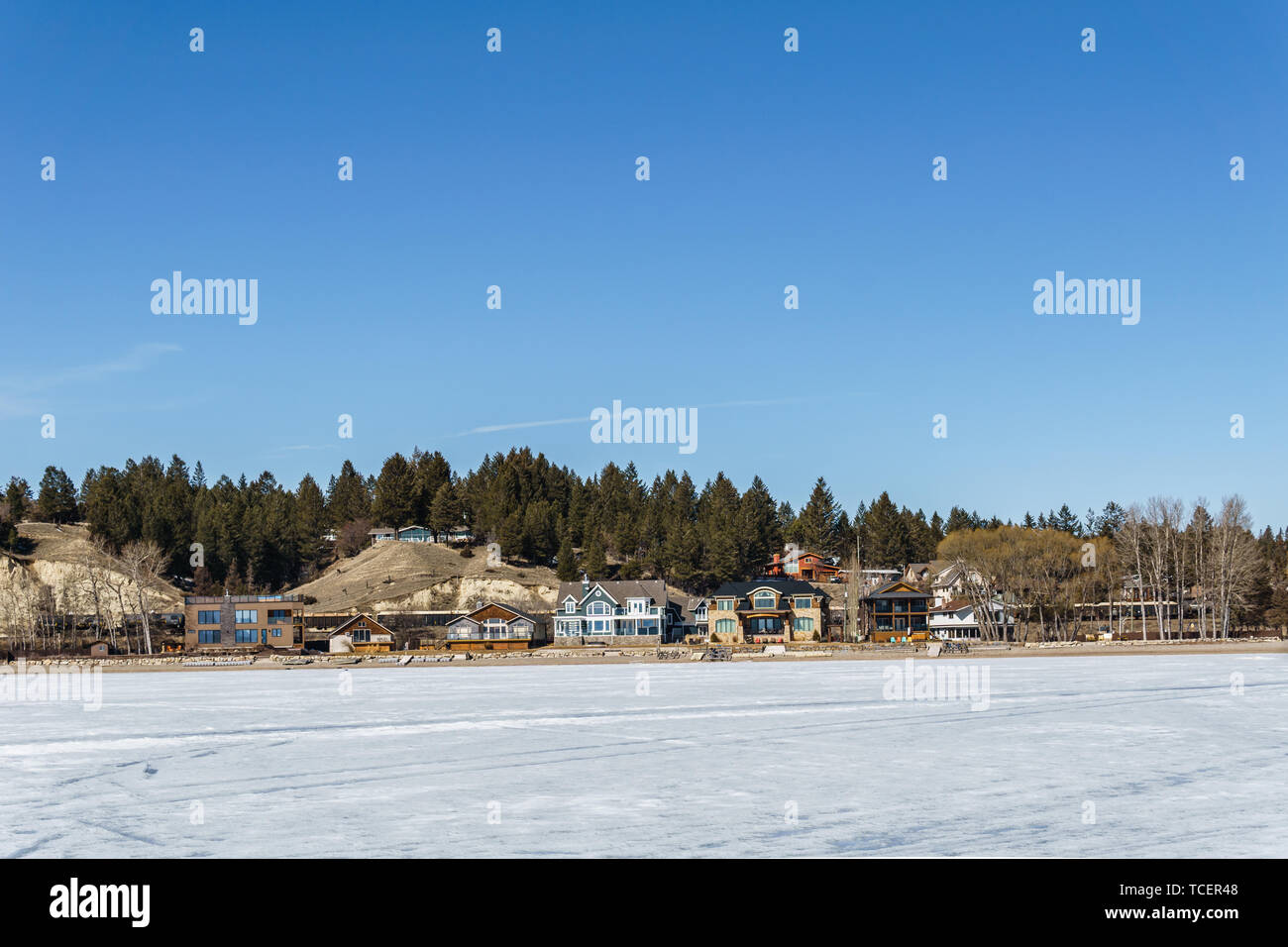 INVERMERE, CANADA - MARCH 21, 2019: town on the Windermere Lake early ...