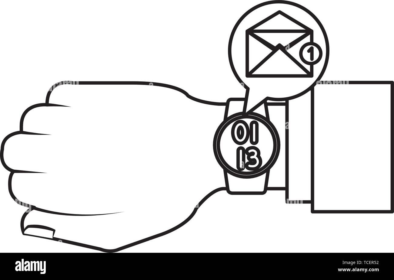 hand with smartwatch sending email Stock Vector Image & Art - Alamy