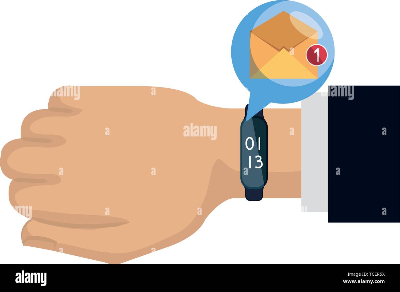 hand with smartwatch sending email Stock Vector Image & Art - Alamy