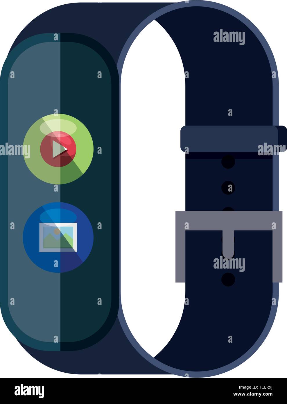 smartwatch with media player button and picture file Stock Vector Image ...