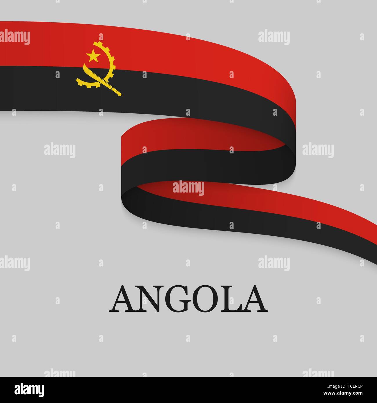 Waving ribbon or banner with flag of Angola. Template for independence ...