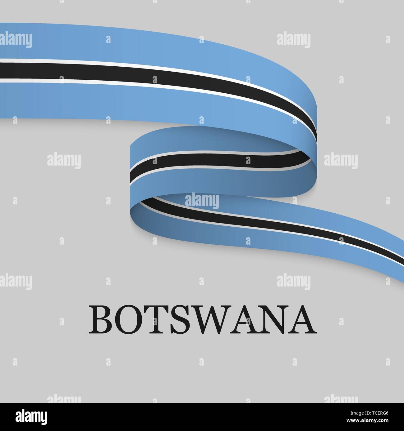 Waving ribbon or banner with flag of Botswana. Template for ...