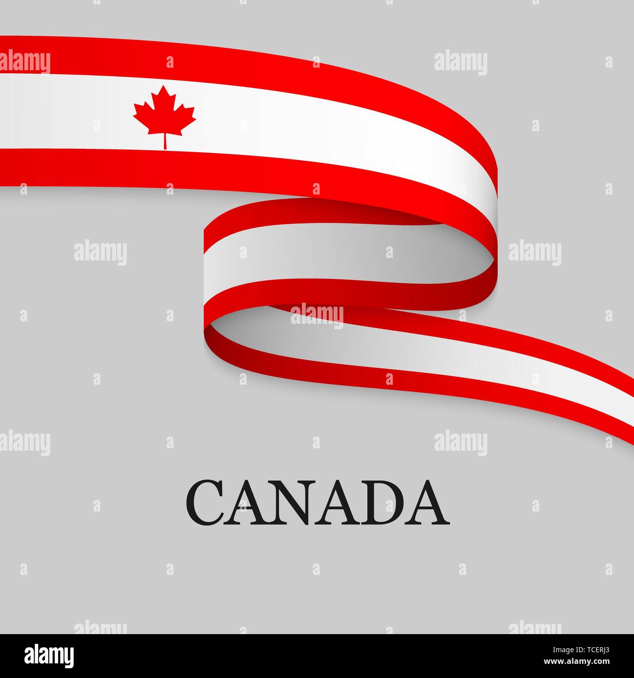 Waving ribbon or banner with flag of Canada. Template for independence ...