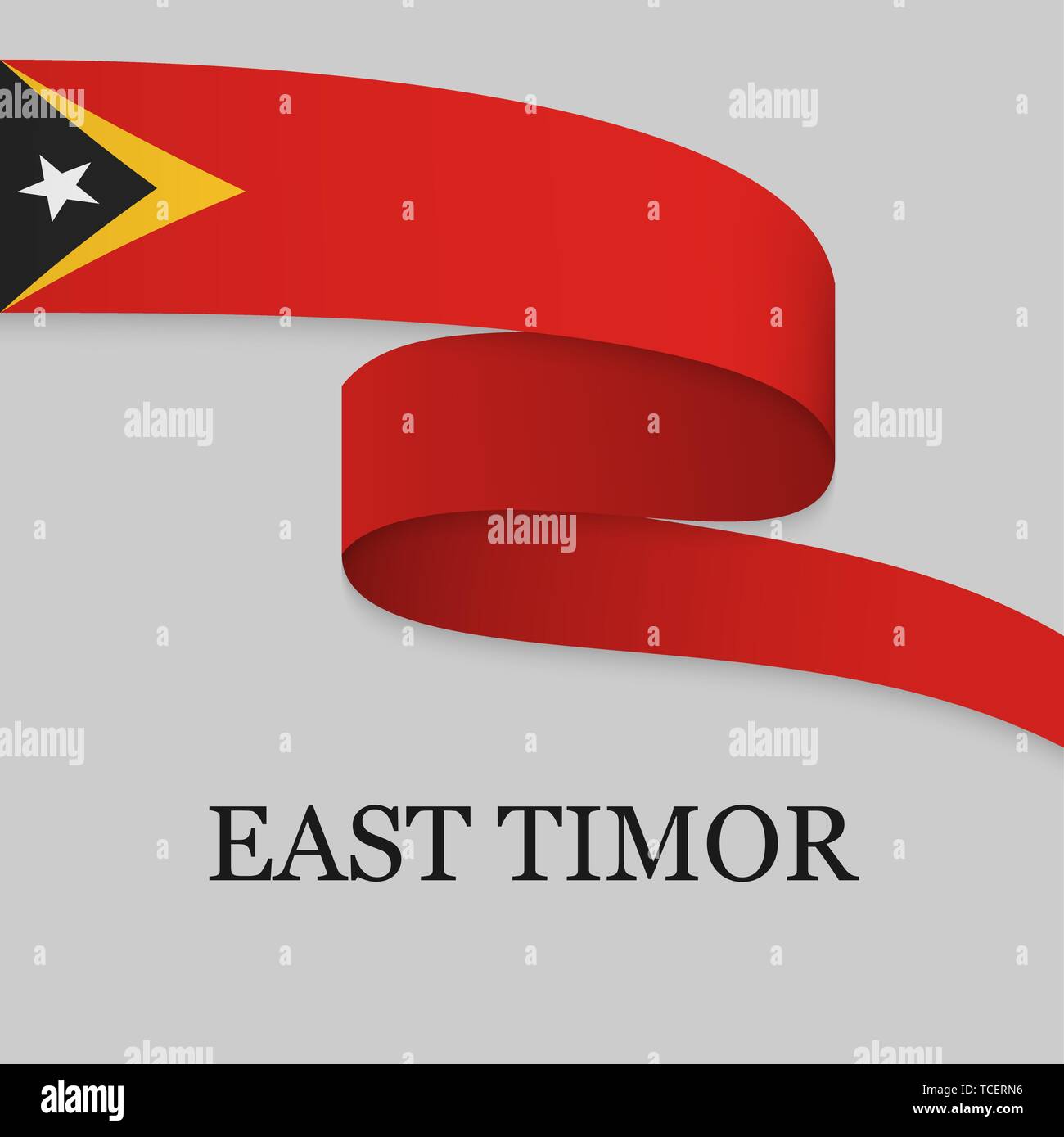 Waving ribbon or banner with flag of East Timor. Template for ...