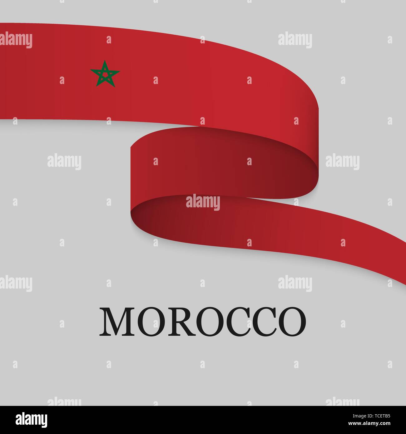 Waving ribbon or banner with flag of Morocco. Template for independence ...