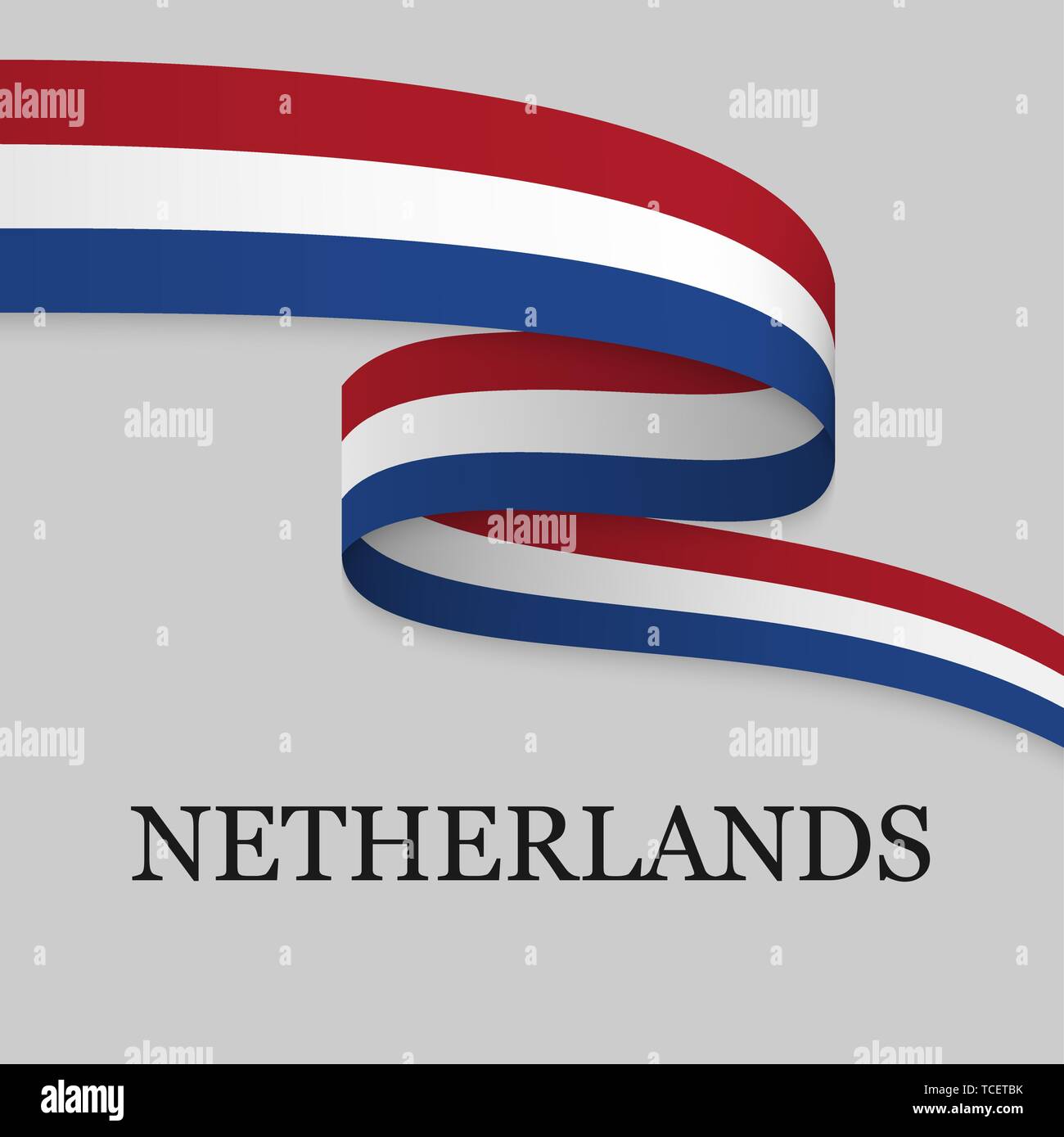 Waving ribbon or banner with flag of Netherlands. Template for ...