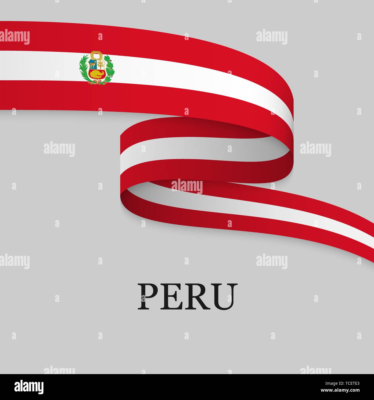 Waving ribbon or banner with flag of Peru. Template for independence ...