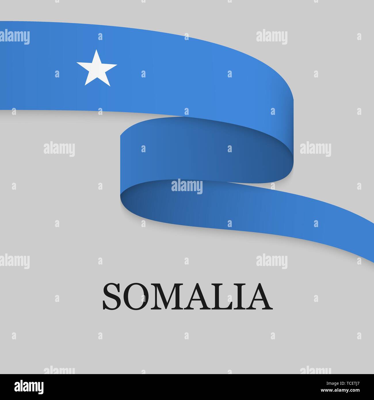 Waving ribbon or banner with flag of Somalia. Template for independence ...
