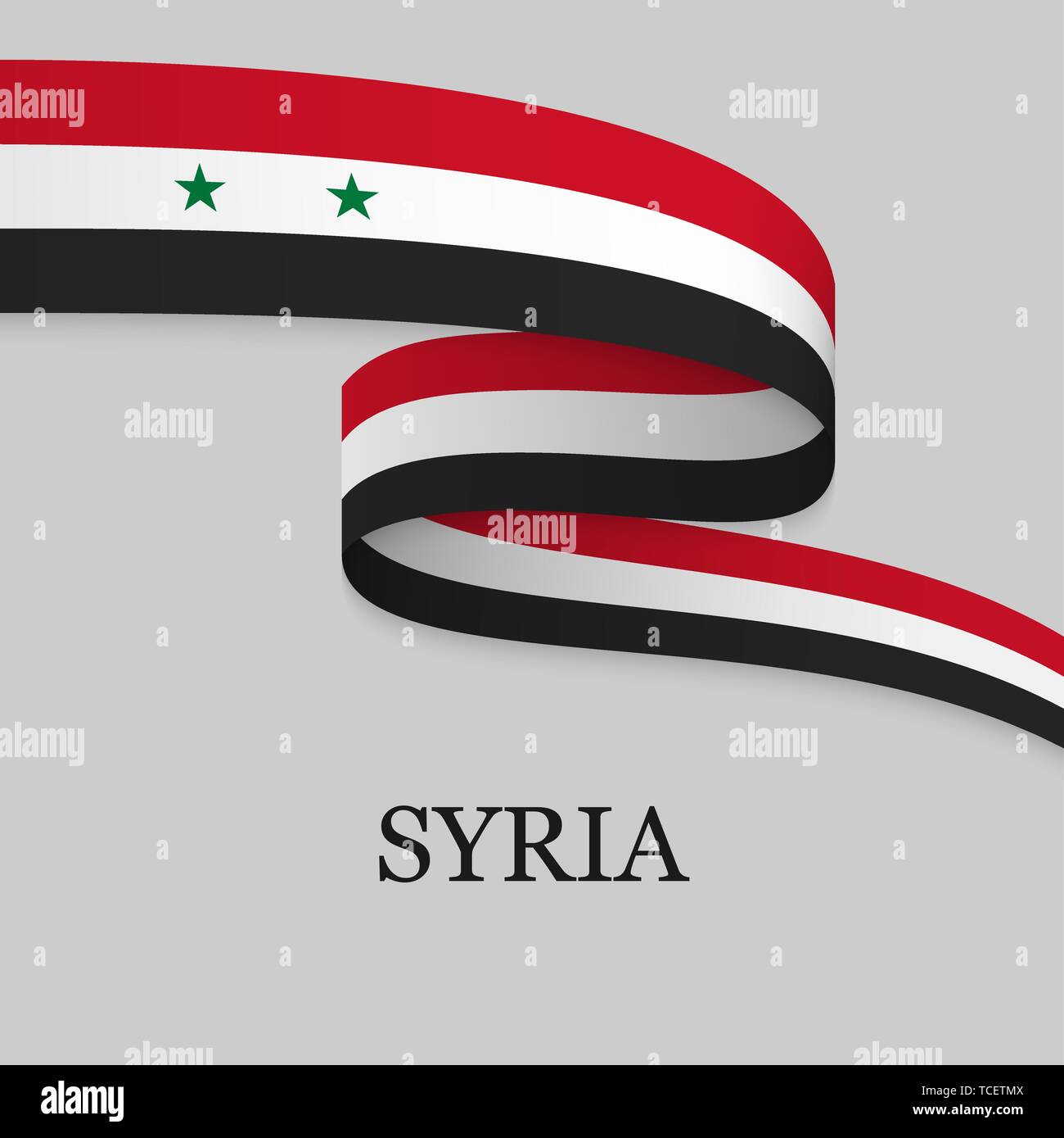 Waving ribbon or banner with flag of Syria. Template for independence ...