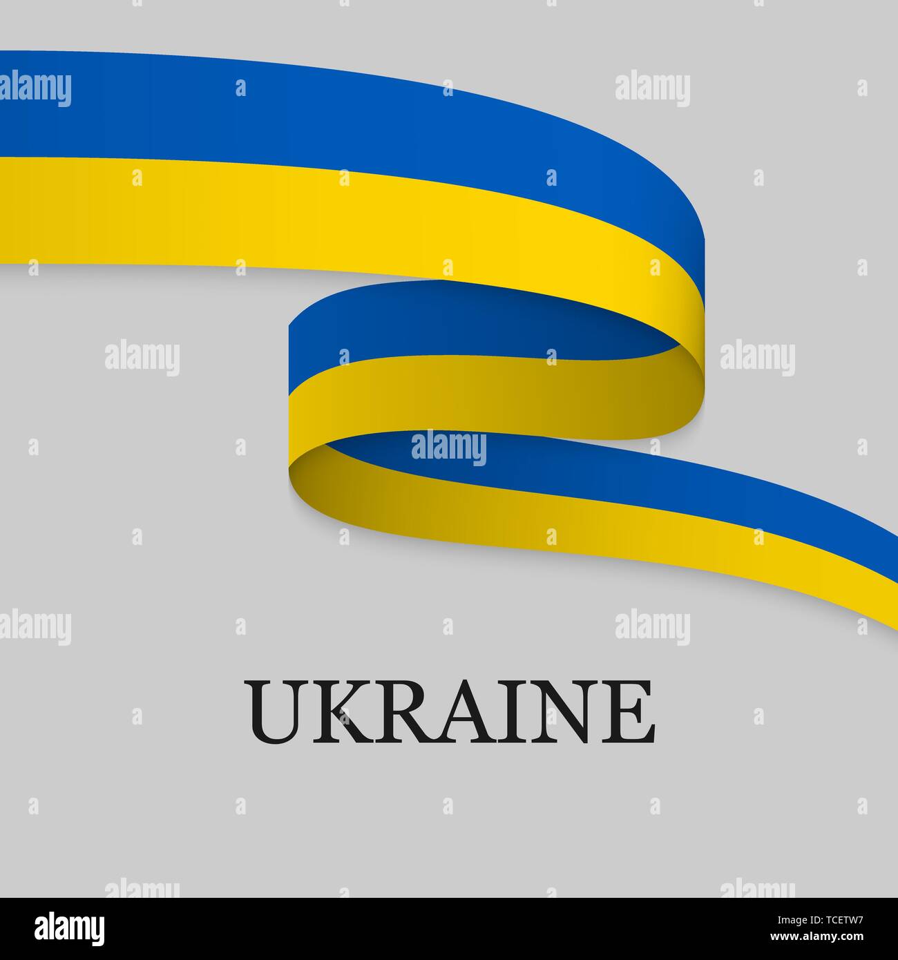 Waving ribbon or banner with flag of Ukraine. Template for independence day poster design Stock ...