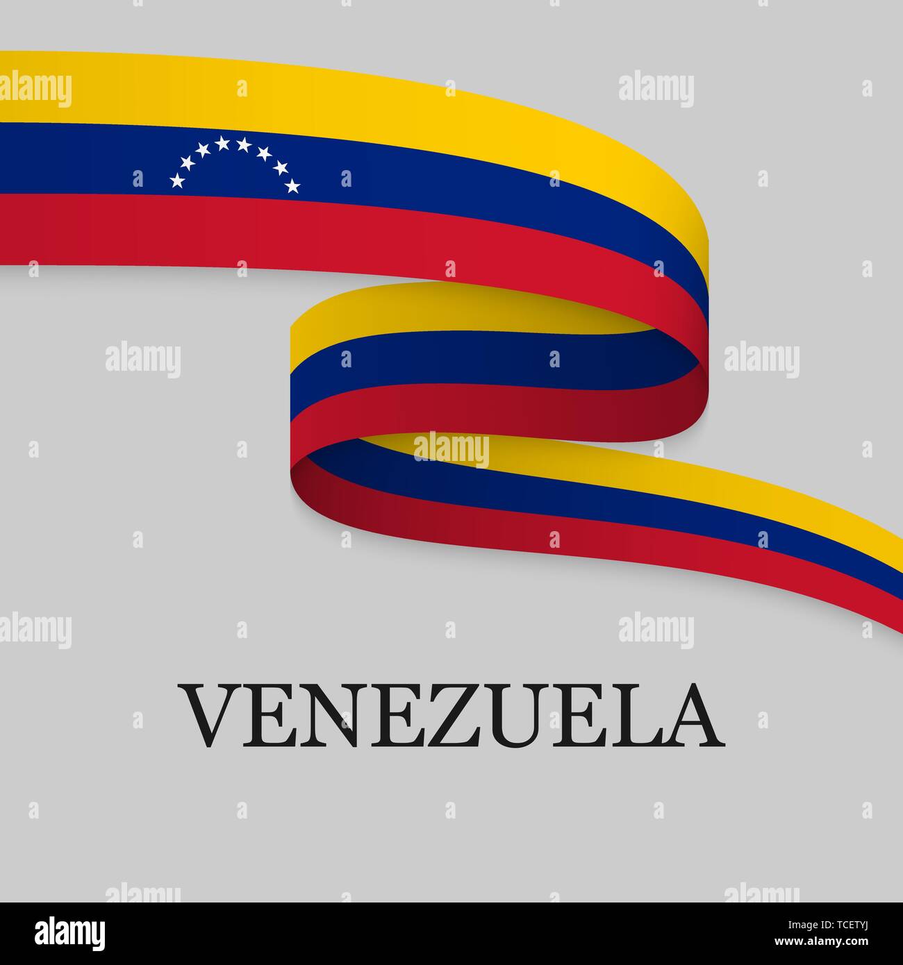 Waving ribbon or banner with flag of Venezuela. Template for ...