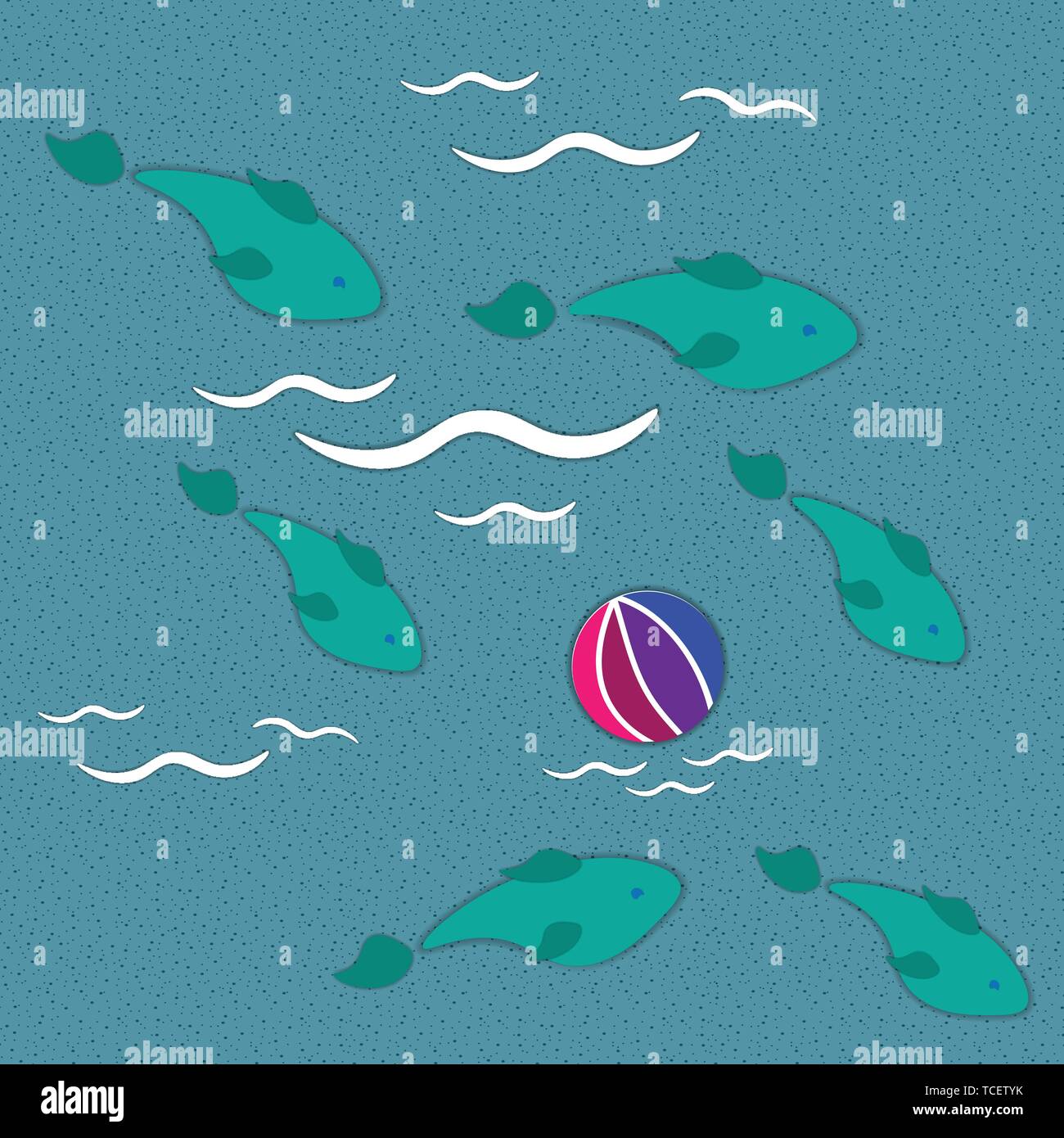 Fish school ball ocean Stock Vector Images - Alamy