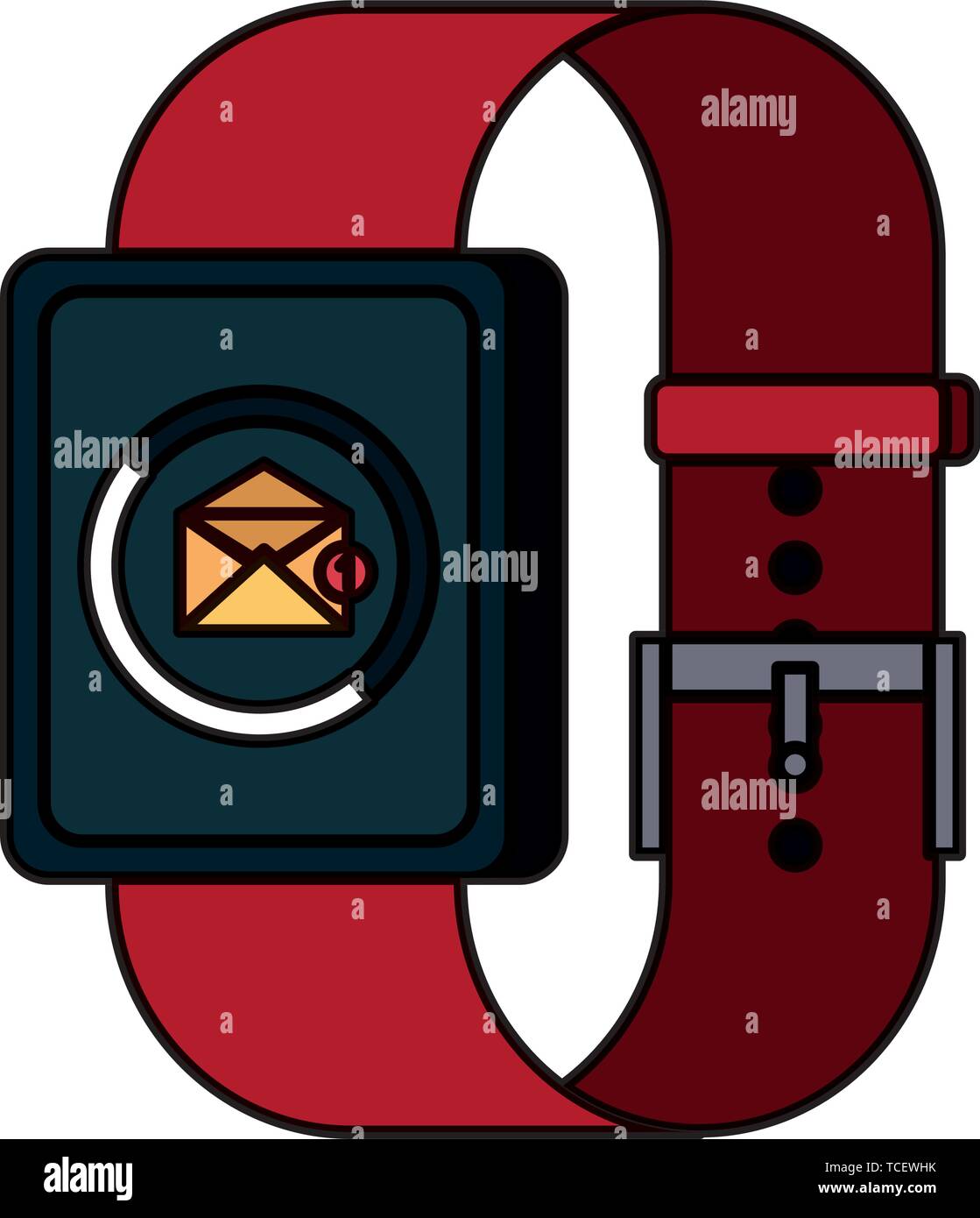 smartwatch with envelope email vector illustration Stock Vector Image ...