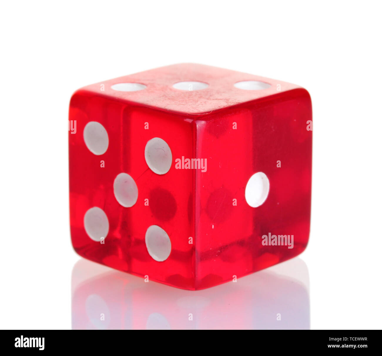 Red dice isolated on white Stock Photo - Alamy