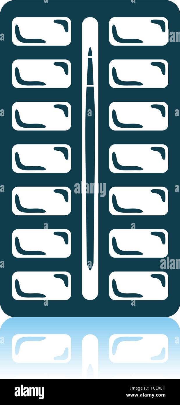 Watercolor Paint-box Icon. Shadow Reflection Design. Vector ...