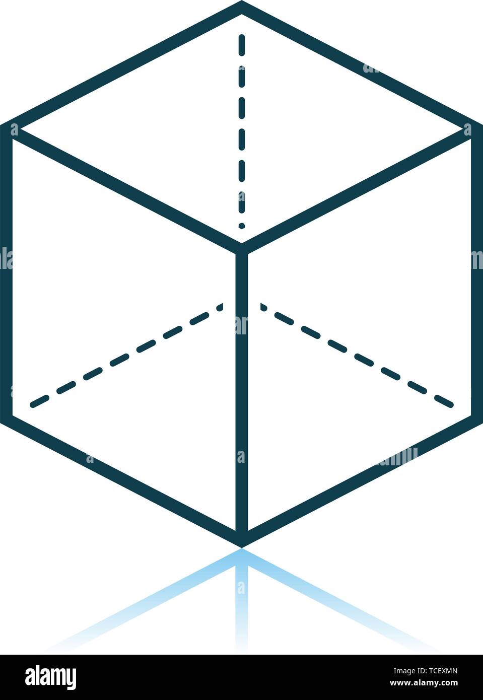 Cube With Projection Icon. Shadow Reflection Design. Vector ...