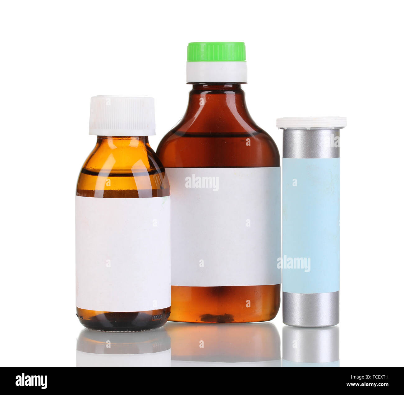 Medical bottles isolated on white Stock Photo - Alamy
