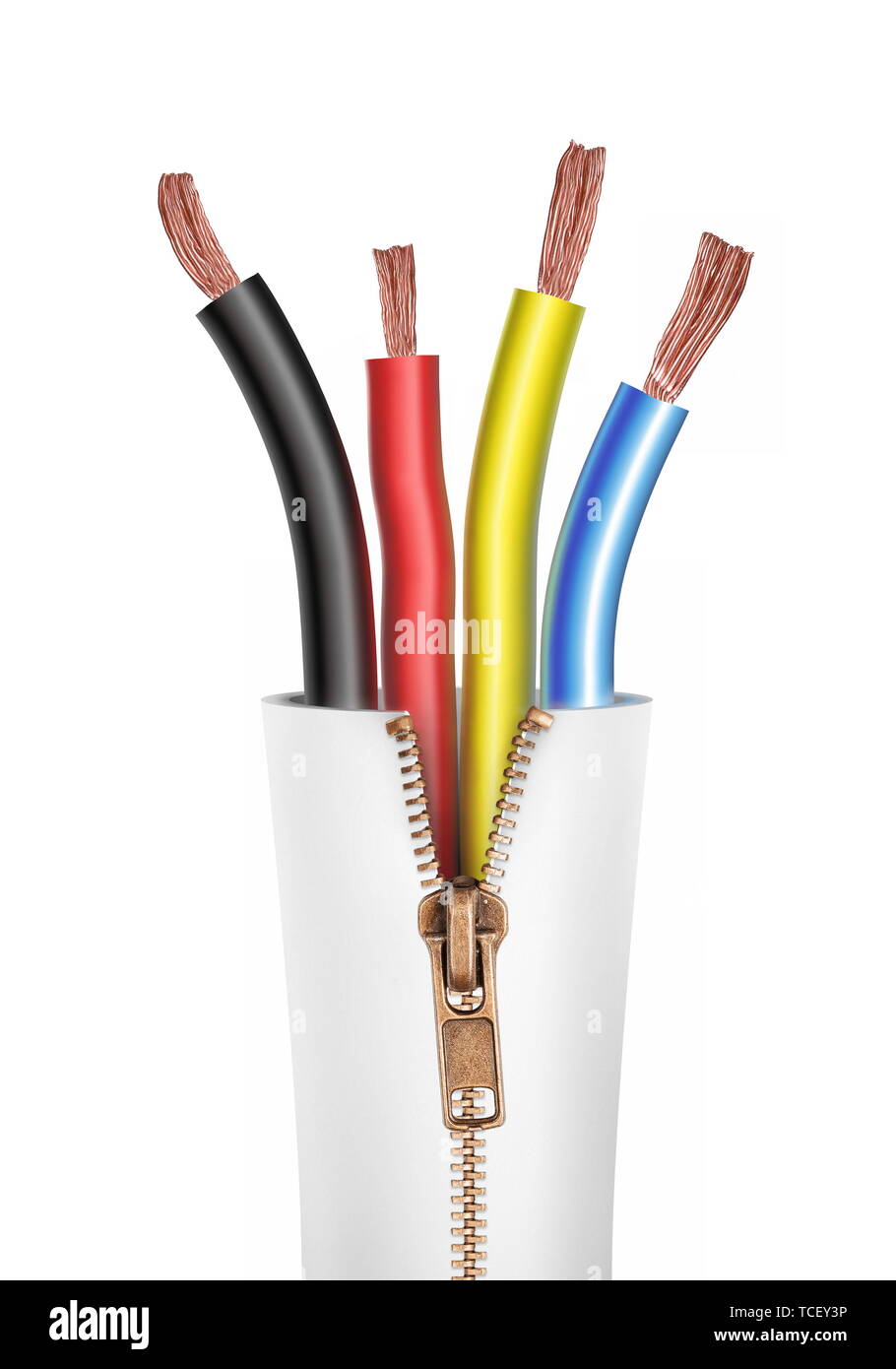 closeup of a electric cable on a white background Stock Photo - Alamy