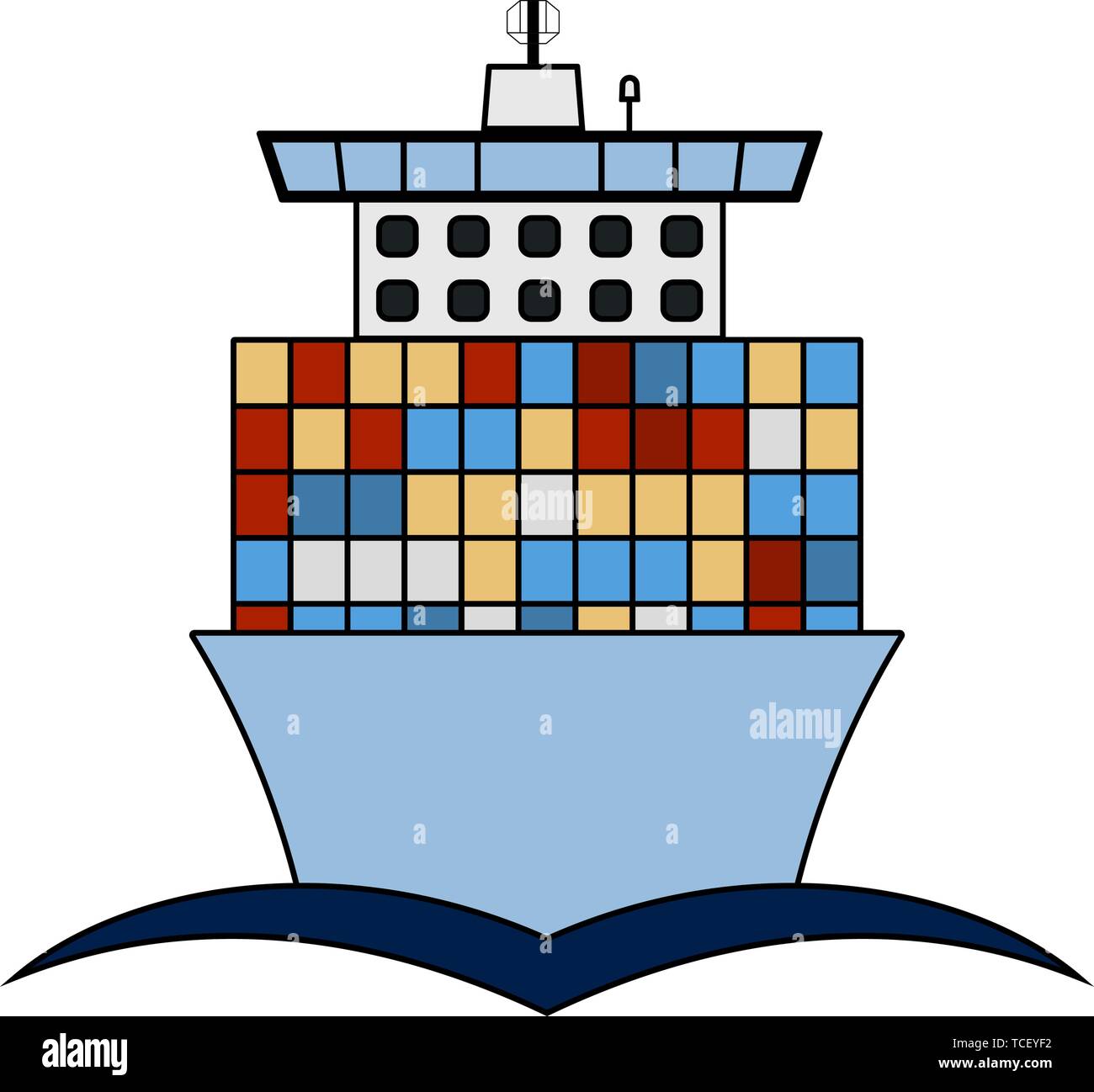 Container Ship Icon. Outline With Color Fill Design. Vector ...
