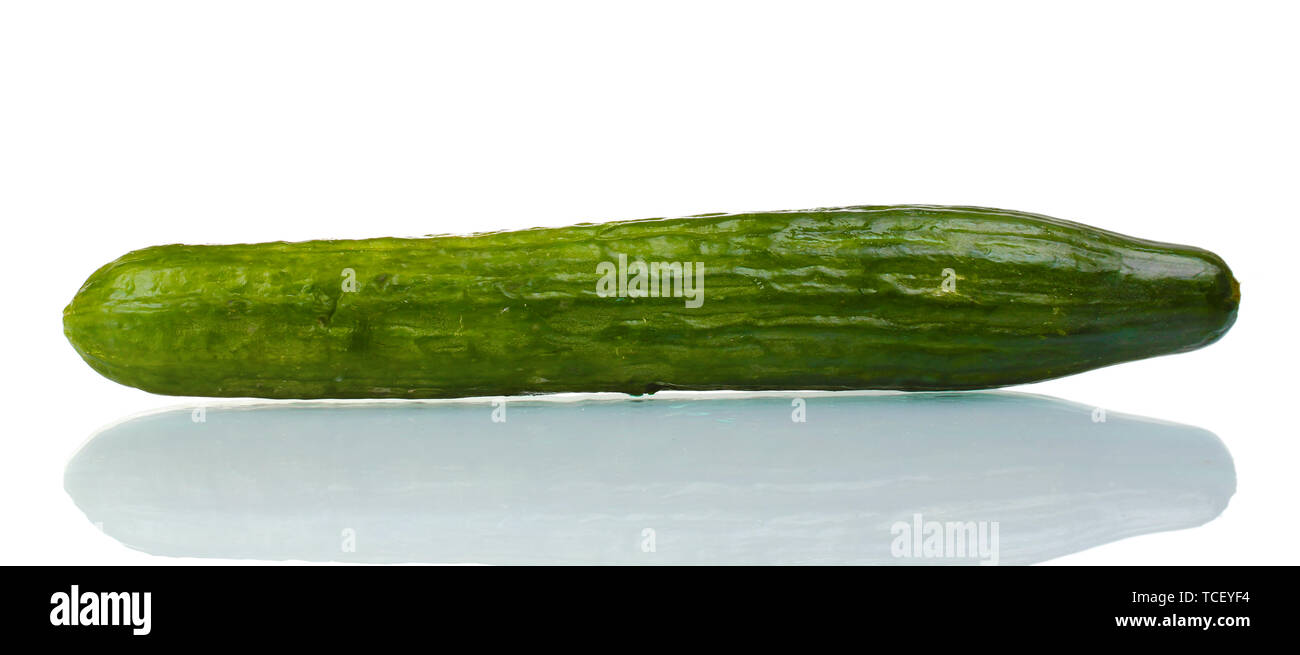 long cucumber isolated on white Stock Photo - Alamy