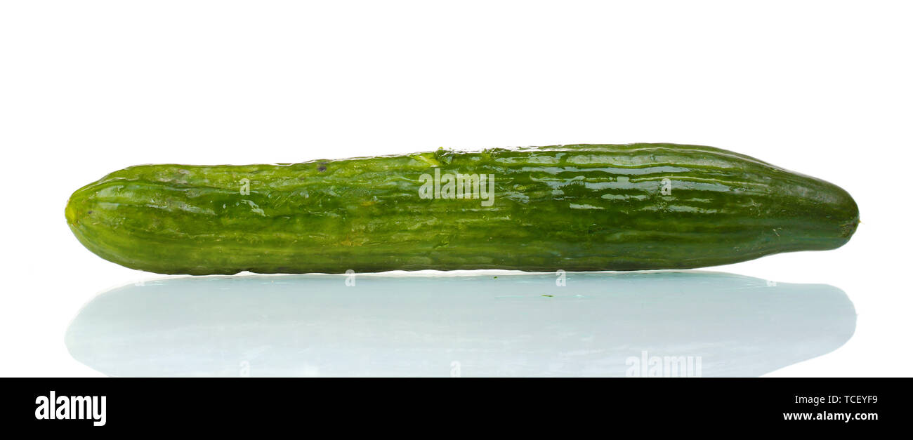 long cucumber isolated on white Stock Photo - Alamy