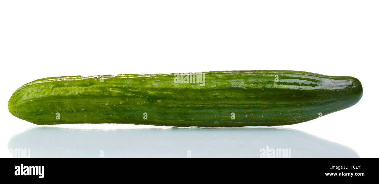 long cucumber isolated on white Stock Photo - Alamy