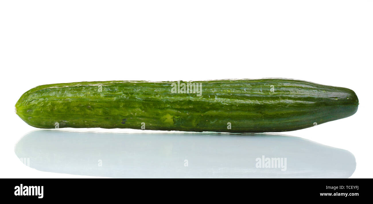 long cucumber isolated on white Stock Photo - Alamy