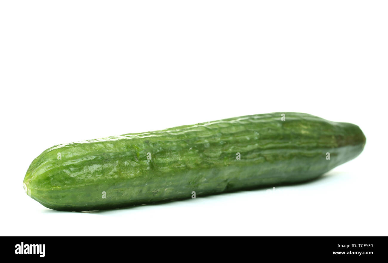 long cucumber isolated on white Stock Photo - Alamy