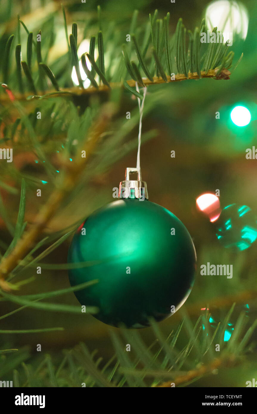 Round green christmas tree ornament Stock Photo - Alamy