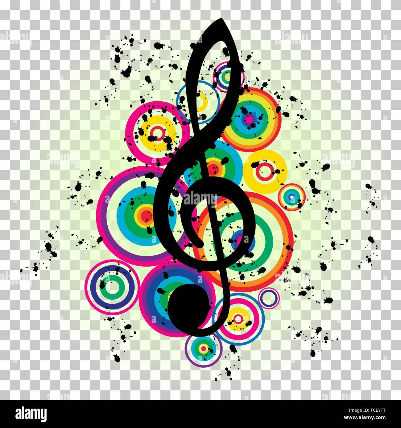 Grunge vector musical notes with transparency grid on back. Vector ...