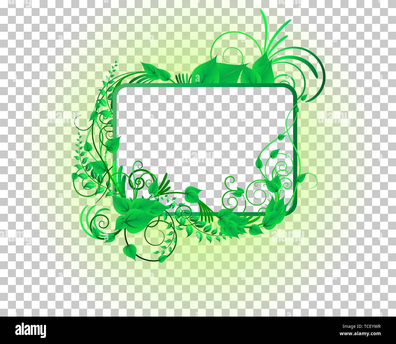 Green floral with transparency grid on back. Vector Illustration Stock ...