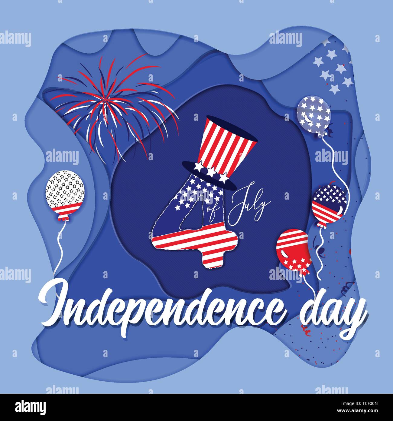 independence day celebration background with paper cut effects Stock ...