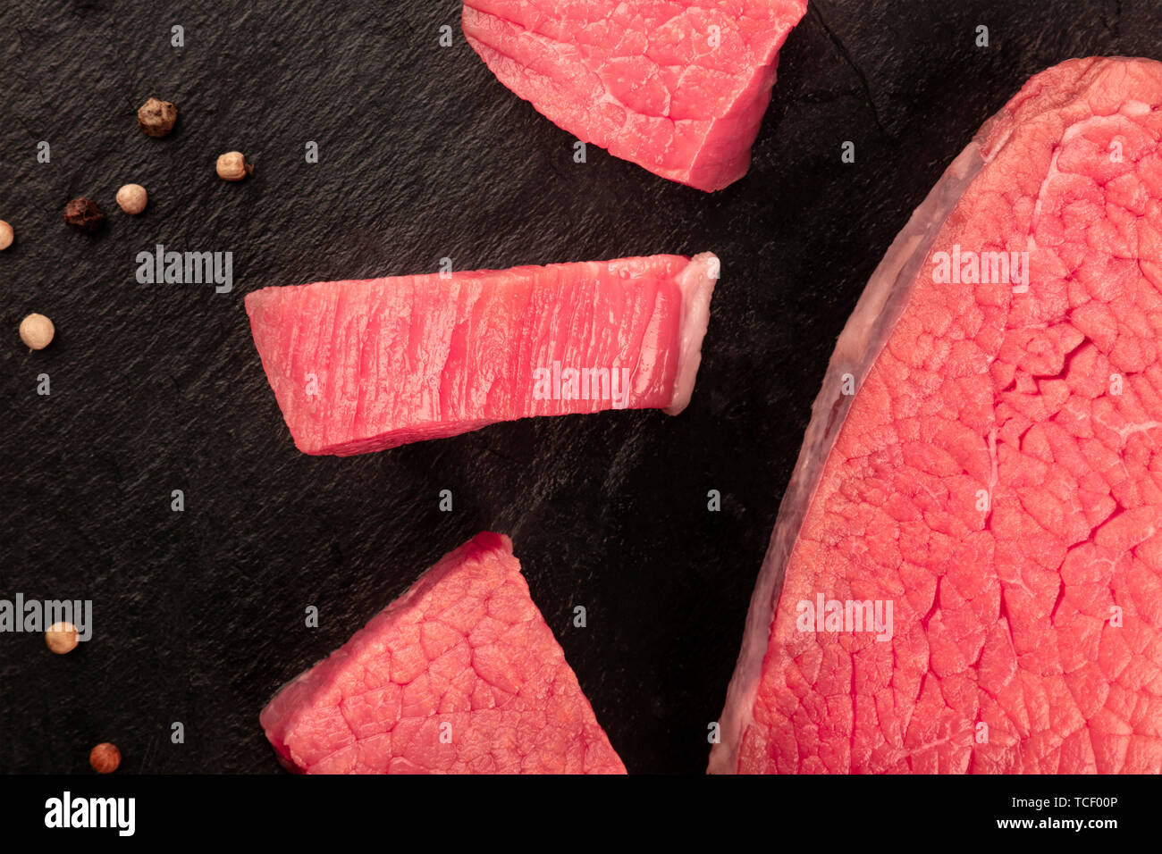 A closeup of beef slices with pepper, meat texture Stock Photo - Alamy