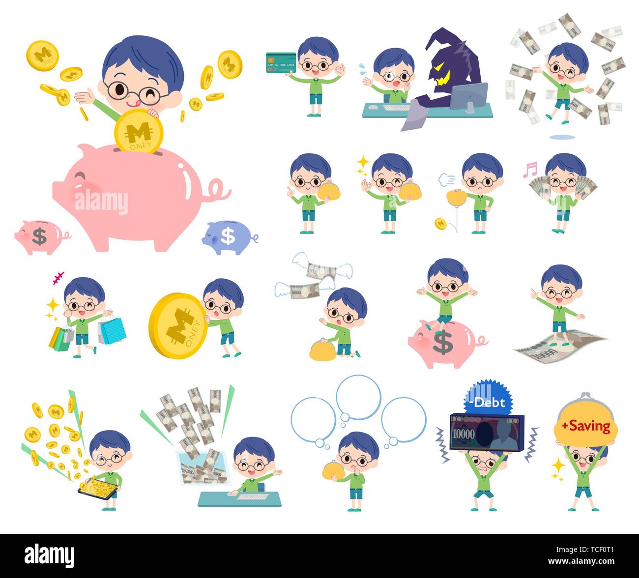A set of boy with concerning money and economy.There are also actions ...