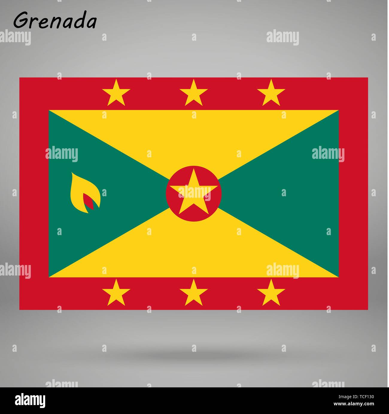 simple flag of Grenada isolated on white background Stock Vector Image ...