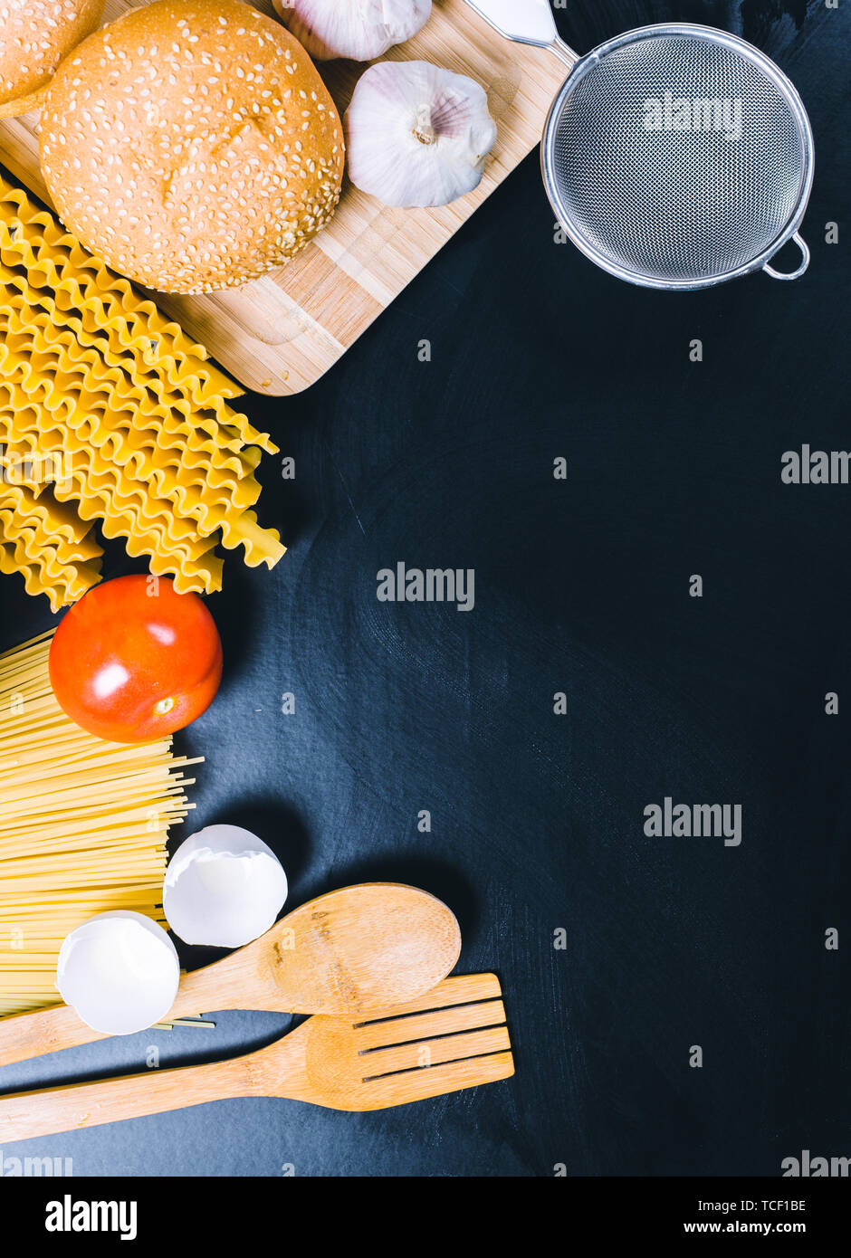 dry pasta spaghetti with ingredient Stock Photo - Alamy