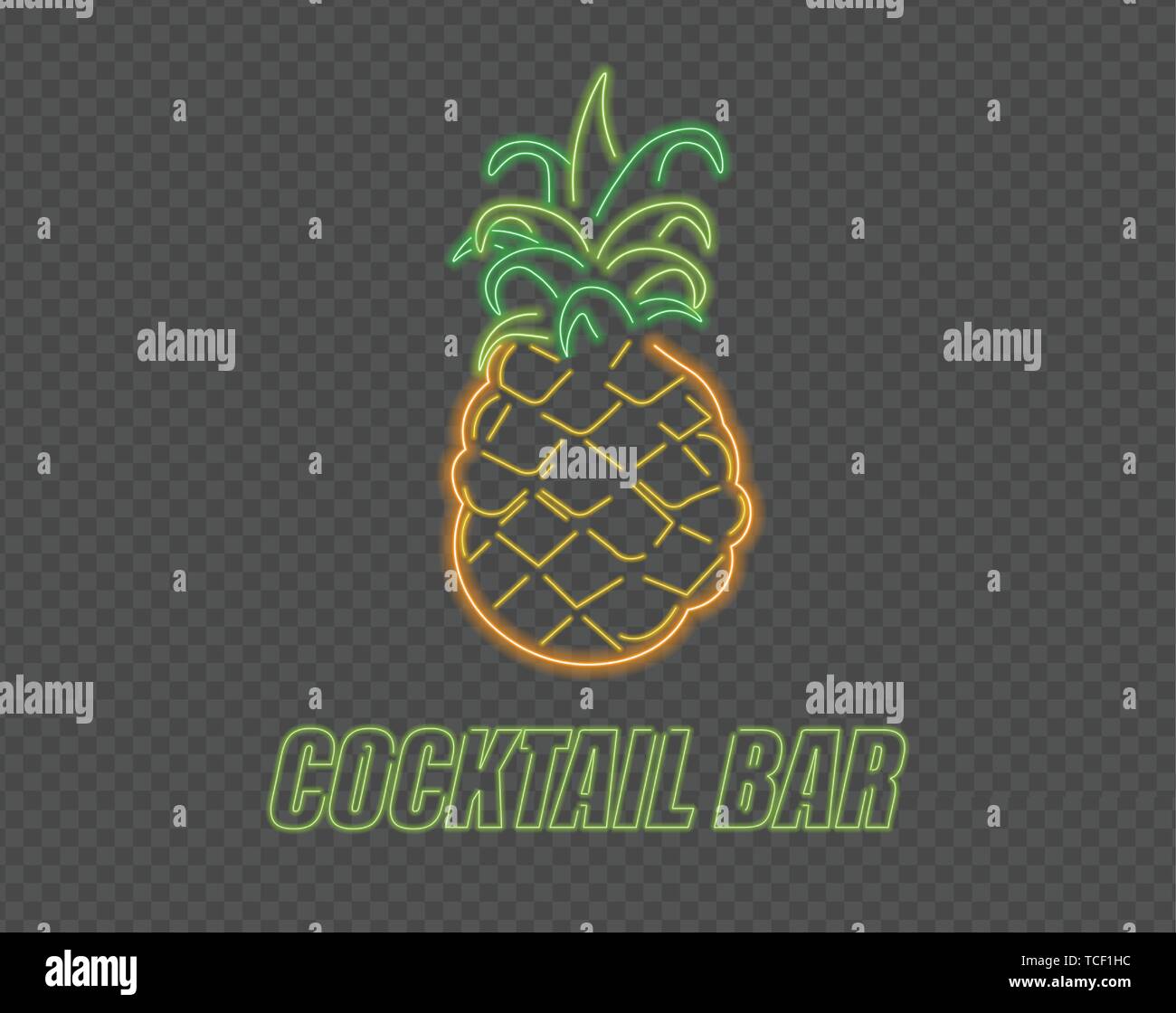 Neon pineapple cocktail sign Vector. Summer party banner poster menu ...