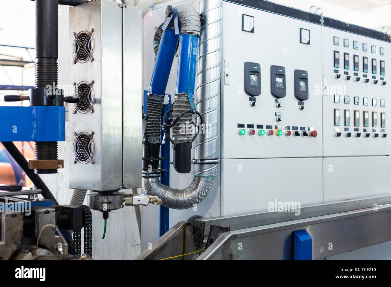 Inside the old factory manufacturing electrical cable Stock Photo - Alamy