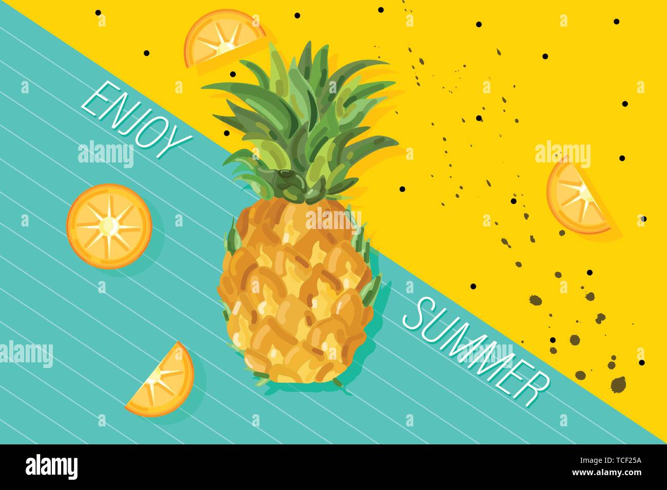 Summer pineapple banner Vector. Fresh fruits tropic posters. Abstract ...